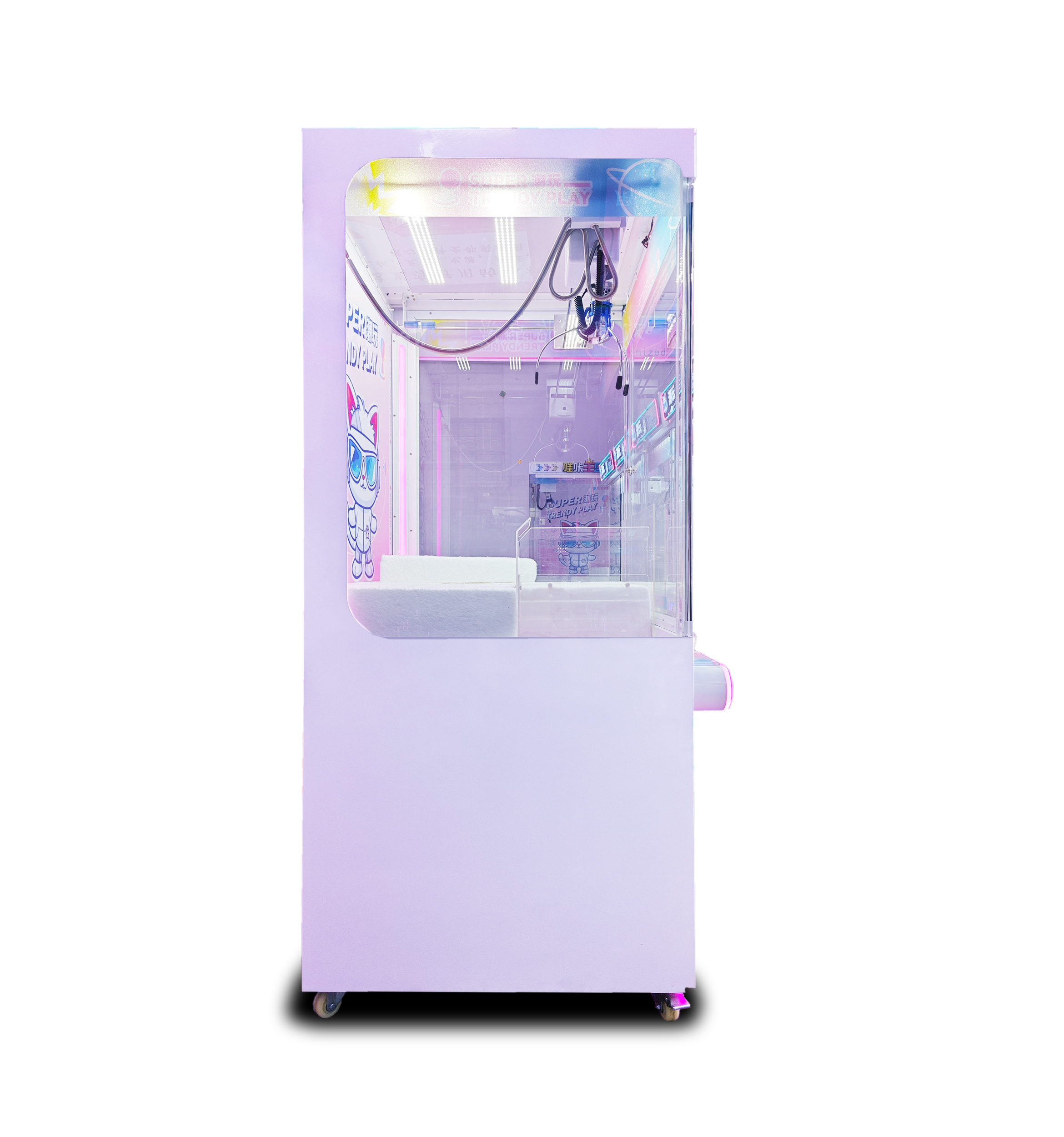 Coin Operated Gamer Playground Equipment Colorful Cat Doll Claw Machine ...