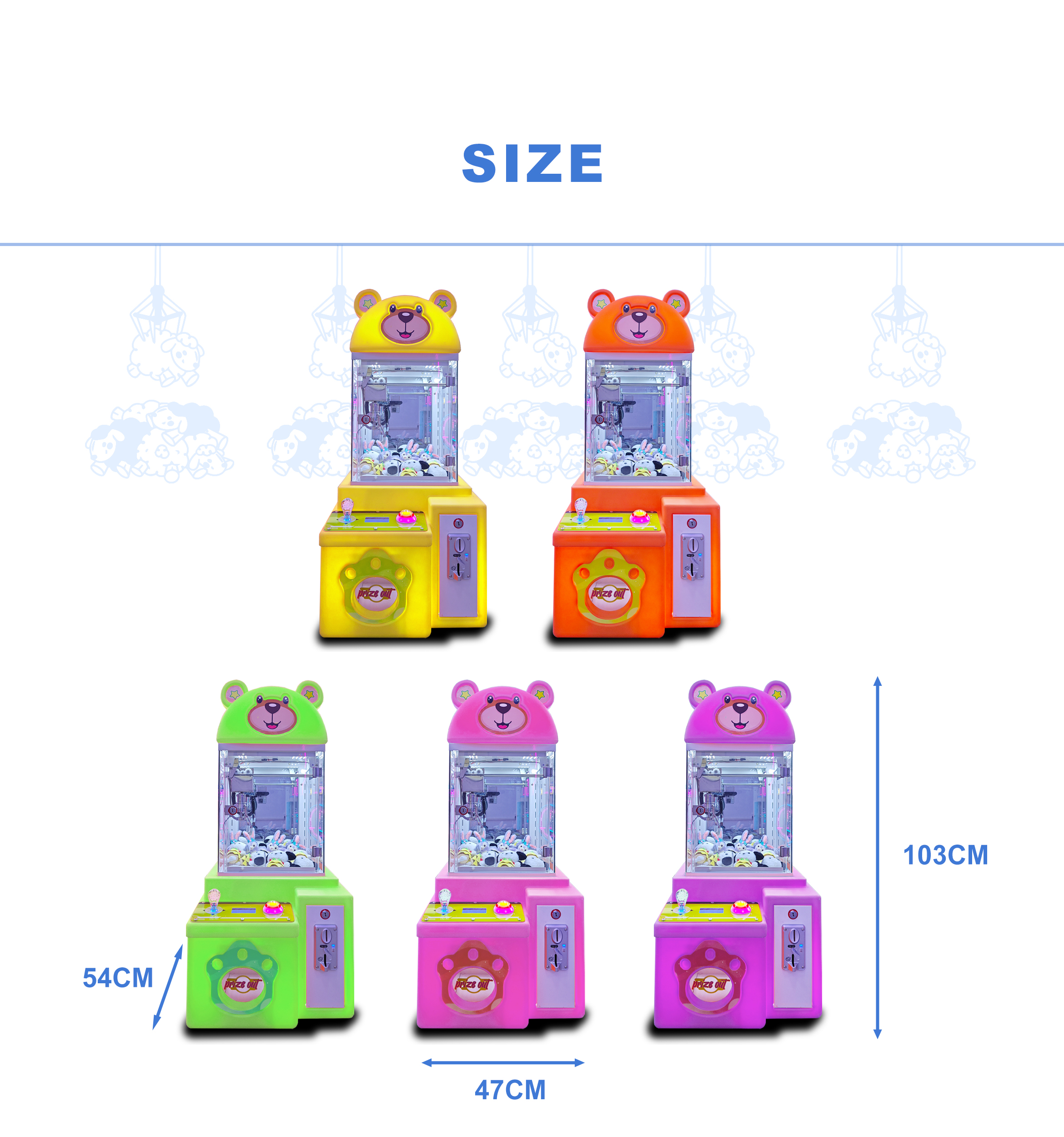 Bear Pink Coin Operated Amusement Game Center Mini Claw Machine – zormen
